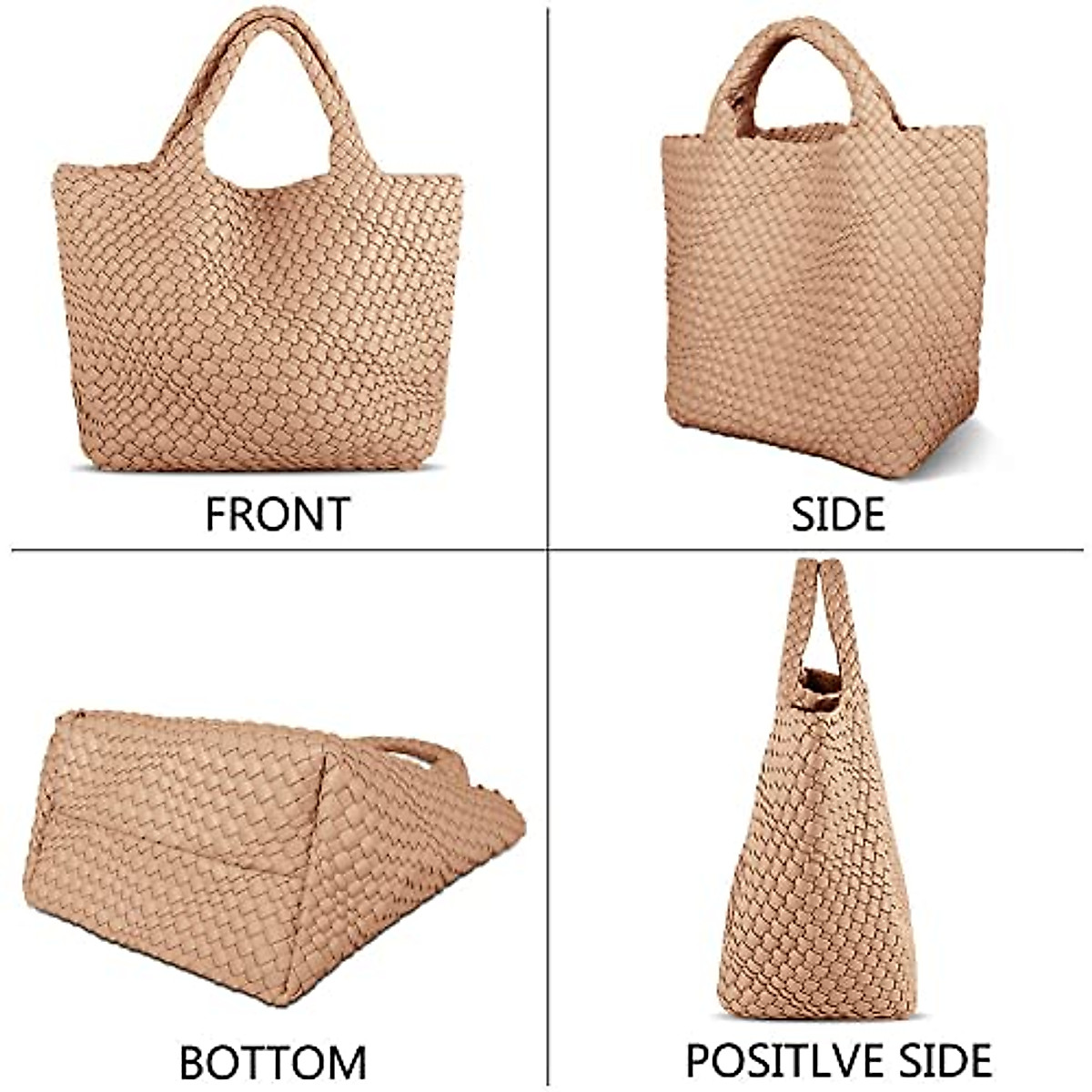 Womens Vegan Leather Woven Bag with Purse, Fashion Handmade Beach Tote Bag Top-handle Handbag