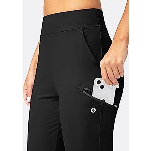 SANTINY Women's Golf Pants with 3 Zipper Pockets 7/8 Stretch High Waisted Ankle Pants for Women Travel Work (Black_XL)