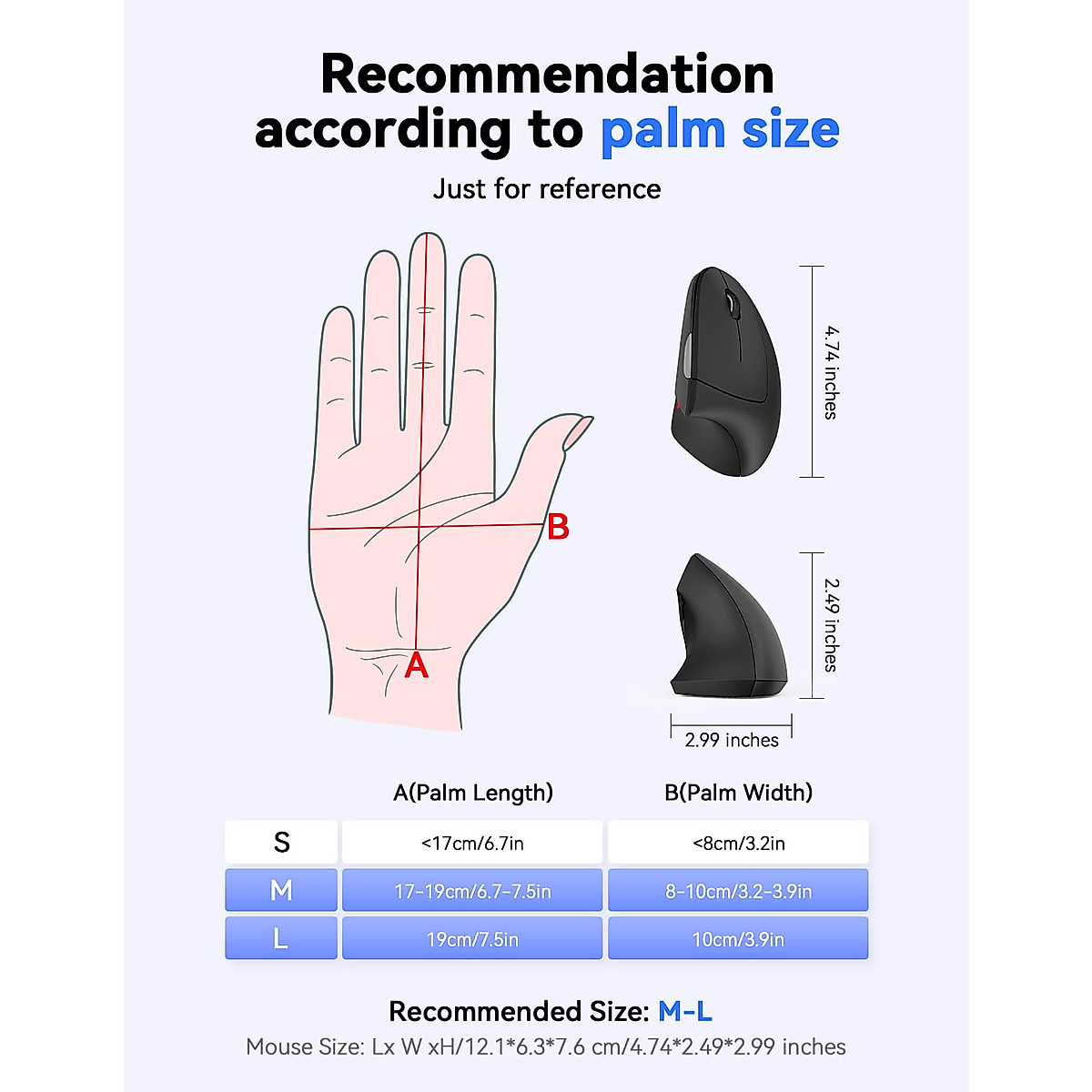 TECKNET Ergonomic Mouse, 4800 DPI Wireless Vertical Mouse with 5 Adjustable DPI Levels, 2.4GHz Optical Carpal Tunnel Mouse, 6 Buttons Wireless Mouse for Laptop, Desktop, PC, MacBook - Grey