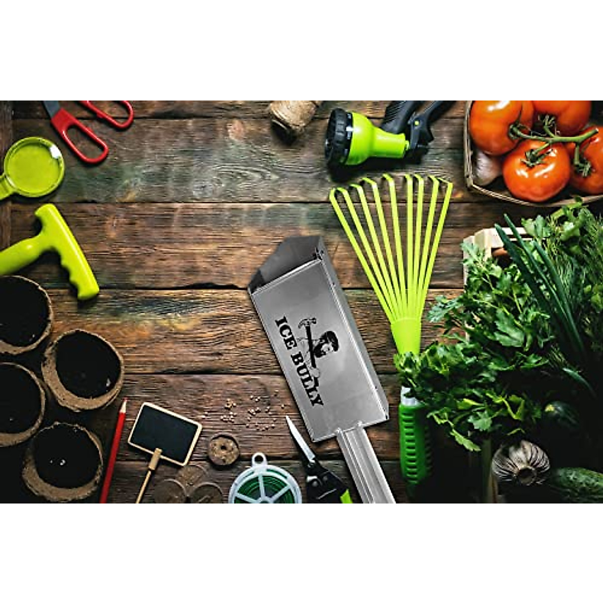 Ice Bully Handheld Spreader for Salt, Fertilizer, Feed, Seed and Sand Multi-Use Scoop Shaker to Easily Spread Snow and Ice Melt on Sidewalks, Walkways, Driveways and Parking Lots