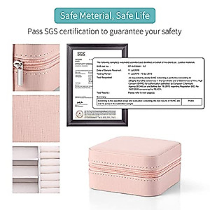 Vlando Macaron Small Jewelry Box, Travel Storage Case for Rings and Earrings - Pink