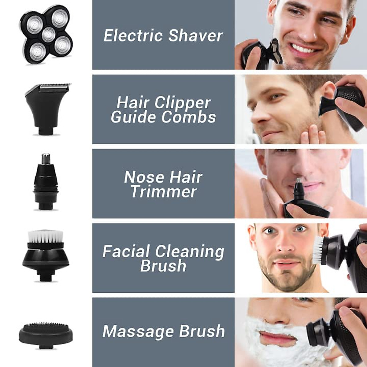 Head Shaver Upgrade 6 in 1 Head Shavers for Bald Men Men's Electric Head Shavers Cordless Flex Series Grooming Kit for a Perfect Bald Look,Waterproof and Rechargeable