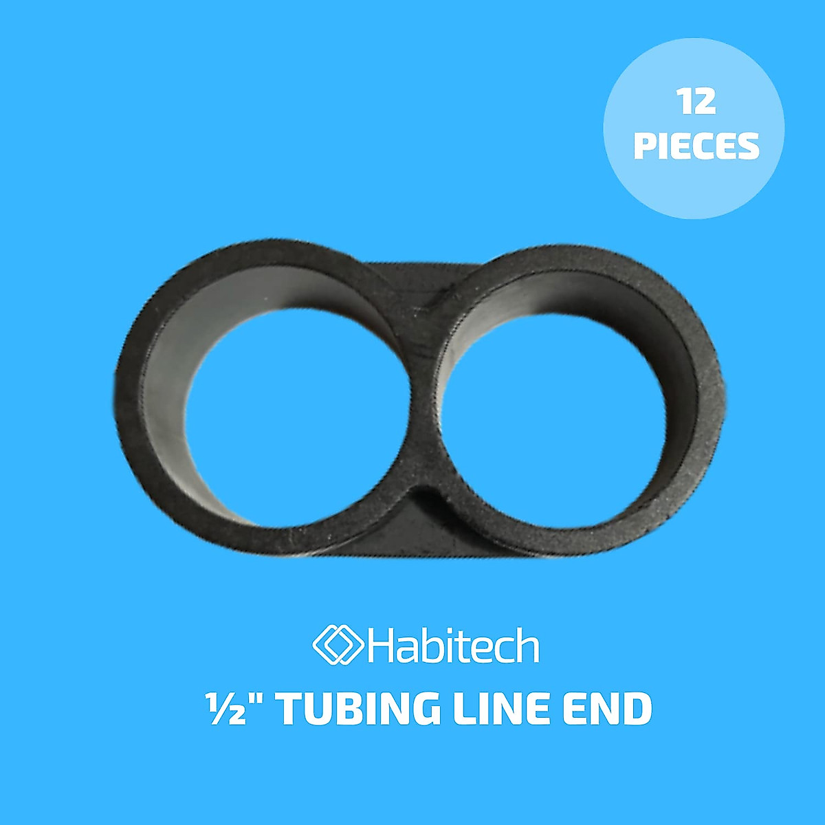 Habitech 1/2" Figure 8 End Cap Plug Irrigation Fittings (12 Pack) - Drip Line Plug Closures compatible with Rain Bird and Most 1/2" Irrigation Tubing or Sprinkler Systems