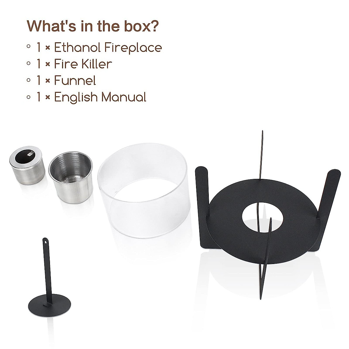 BRIAN & DANY Tabletop Portable Ethanol Fireplace, Indoor Clean-Burning Ventless Firepit