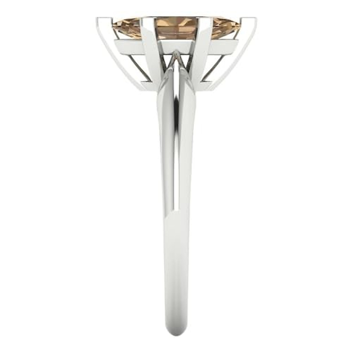 Clara Pucci 1.0 ct Marquise Cut Solitaire Brown Champagne Simulated Diamond Bridal Designer Anniversary Engagement Ring 14k White Gold