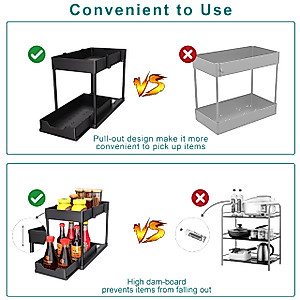 2 Pack Under Sink Organizer with Sliding Cabinet Basket, 2 Tier Multi-Purpose Under Sink Organization and Storage for Bathroom Kitchen