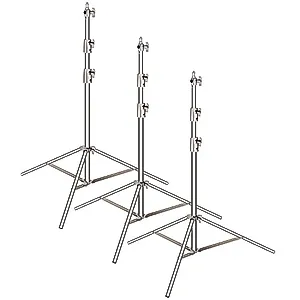 Neewer 3-Pack Stainless Steel Light Stand with 1/4 -inch to 3/8-inch Universal Adapter 39-102 inches/99-260 Centimeters Foldable Support Stand for Studio Softbox,Umbrella,Strobe Light,Reflector,etc