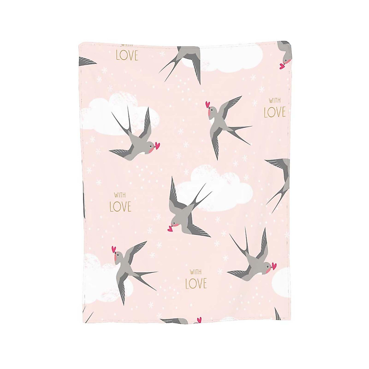 Throw Blanket 40x50 Inch,Flower Sky Bird Heart Flannel Soft Cozy Fluffy Throw Blankets and Warm Throws for Adults in Couch Sofa Bed 50x40 Inch