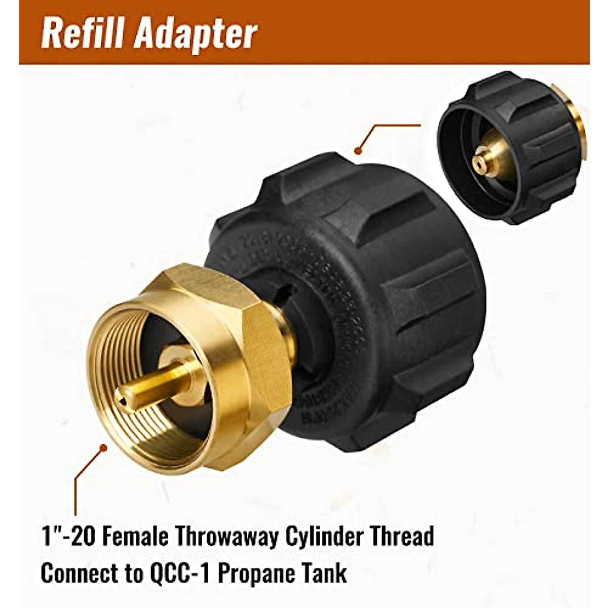CALPOSE Propane Refill Adapter, Fill 1 Pound Bottles from 20lb Tank, Fits QCC1 / Type1 Propane Tank and 1 lb Throwaway Disposable Cylinder Propane Bottle Connector