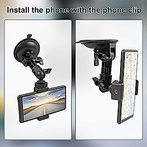 Powerful Suction Cup Camera Car Mount with Tripod Adapter and Phone Holder for GoPro Hero 11/10/9/8/7/6 Black, iPhone,DJI Osmo Action, Samsung Galaxy, Google Pixel and More (3.3 * 3.3 * 5.6in)