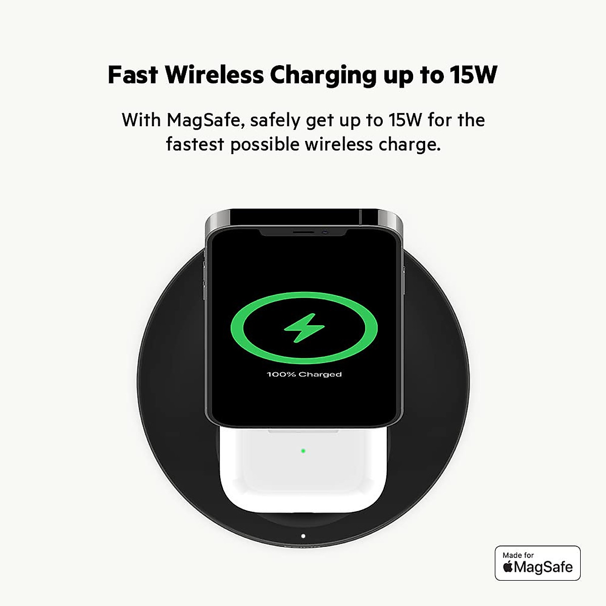 Belkin MagSafe 2-in-1 Wireless Charging Stand for Apple iPhone 16, iPhone 15, iPhone 14, & iPhone 13 Series & AirPods - MagSafe Fast Charging Station for Multiple Devices - Black