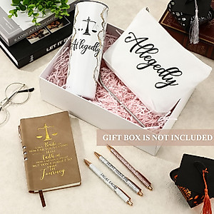 Domensi 6 Pcs Funny Allegedly Lawyer Gifts Judge Gift Lawyer Appreciation Day Gift 20 oz Marble Sign Tumbler Makeup Bag Notepad Ballpoints for Law Paralegal School College Teacher(White)