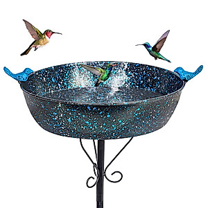 VEWOSTAR Outdoor Garden Bird Bath, Metal Birdbath with Stable Stakes Bird Feeders for Outdoor Yard Lawn Patio (3" Deep*35" Height)