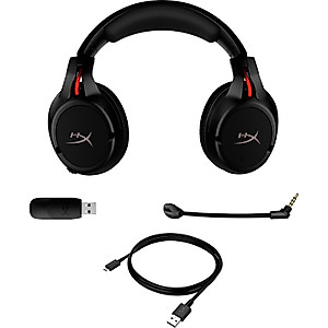 HyperX Cloud Flight - Wireless Gaming Headset, Battery Lasts Up to 30 hours of Use, Detachable Noise Cancelling Microphone, Red LED Light, Bass, Comfortable Memory Foam, PS4, PC, PS4 Pro (Renewed)