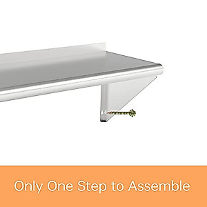 ERUPTA 2Pc - 12 x 48 inches 300 lb,Stainless Steel Wall Mount Floating Shelving,Commercial Stainless Steel NSF Shelf for Restaurant Kitchen, Home Kitchen,Hotle,Food Truk,Garage...