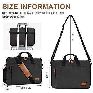 ESTARER Laptop Bag 17.3 Inch, Laptop Case for Men Water-resistant Canvas Computer Bag Fits Hp/Lenovo/Acer/Dell/Asus/MacBook, Dark Grey