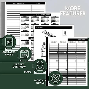 HARDCOVER Daily Leather Planner Weekly Monthly - 8.5x11 - Ensight Academic Planner Business Personal or Student - Pen Holder, Bookmark, Notes Pages, Thick Paper, July 2023 - June 2024 (Green)