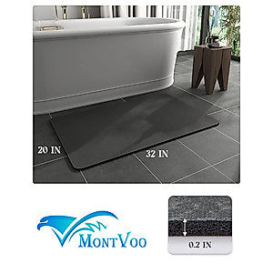 MontVoo -Bath Mat Rug-Rubber Non Slip Quick Dry Super Absorbent Thin Bathroom Rugs Fit Under Door-Washable Bathroom Floor Mats-Shower Rug for in Front of Bathtub,Shower Room,Sink