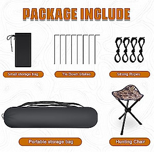 HUNT MONSTER Hunting Blind 2-3 Person with Tri-Leg Hunting Stool, 270 Degree See Through Pop up Ground Blinds for Deer Turkey Duck Hunting, Bow Hunting Adjust Windows with Silent Zipper