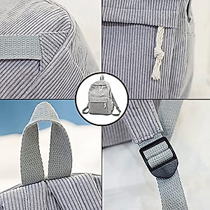 Poopy Girls Personality Corduroy College Style Backpack Female Accessories Handbags Backpack Daypack-Green