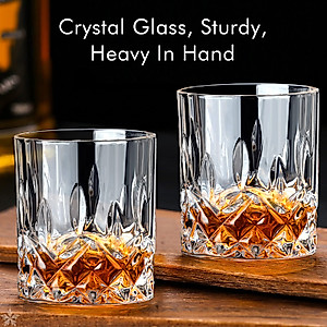INFTYLE Whiskey Glasses Old Fashioned Glass 10oz Set of 6 Crystal Rocks Bourbon Scotch Whisky Glasses Drinking Tumblers Cups for Cognac Cocktail Bourbon Rum Brandy Bar Men