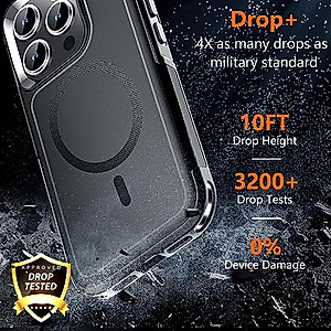 SUPFINE for Magnetic iPhone 14 Pro Case (Compatible with MagSafe) (10 FT Military Dropproof) 2X (Tempered Glass Screen Protector) Non-Slip Phone Case Cover,Black