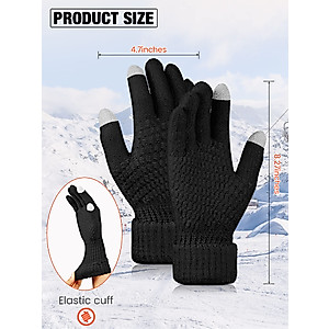 SATINIOR 6 Pair Women Winter Touch Screen Gloves Warm Fleece Lined Knit Gloves for Women(Black, Gray, Pink, Beige, White, Wine Red)