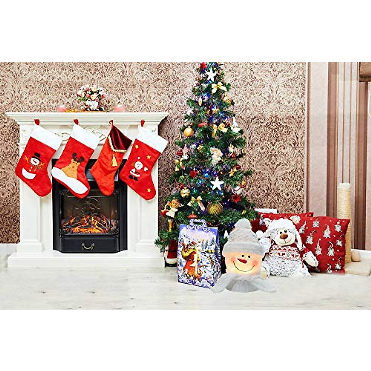 HutHomery Lighted Christmas Snowman Lamp, Electric Glass Snowman Ball Night Lights with Santa Claus Hat for Xmas Holidays Home Décor