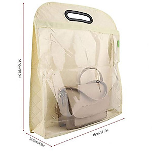 Wardroble Hanger Bag, Non-woven Fabrics Transparent Dustproof Storage Bag, Durable Beige Clear for Home(XL)