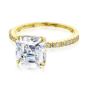 Kobelli 2.30ct Moissanite Asscher Petite Shank Engagement Ring 14K Gold - white-gold / 6.5 G-H