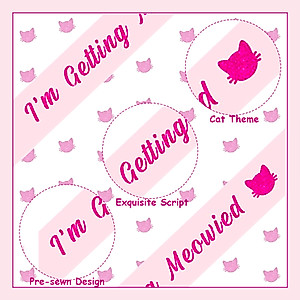 JOYMEMO Cat Bachelorette Party Decorations - Im Getting Meowied Sash, Hot Pink Soft Satin Glitter Bridal Sash, Cat Themed Bridal Shower, Engagement Party Favors Supplies