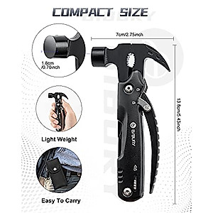 BIBURY Hammer Multitool Camping Tool, 12 in 1 Survival Gear Outdoor Multi Tool with Safety Lock, Cool Gadgets Survival Multi-Tool for Outdoor, Camping, Hiking, Christmas Present Stocking Stuffers
