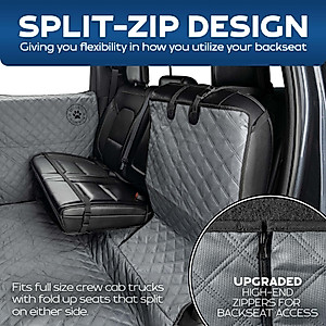 Dog Hammock For Truck with Fold Up Seats - Heavy Duty Crew Cab Size Floor Cover with Door Protection - Waterproof Truck Dog Seat Cover Back Seat with Door Protection - Machine Washable with Travel Bag