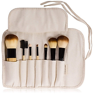 SHANY Bamboo Makeup Brush Set - Vegan Professional Makeup Brushes With Premium Synthetic Hair & Cotton Pouch for Easy Brush Storage - 7pc