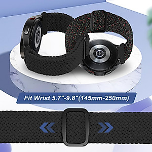 Relting Compatible with Samsung Galaxy Watch 5 Band Galaxy Watch 6 Band Galaxy Watch 4 Band Galaxy Watch 5 Pro Band Galaxy Watch 6/4 Classic Band,No Gap Braided Solo Loop Nylon Wristband for Women Men