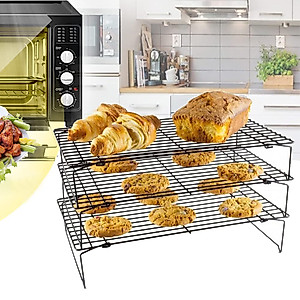 Tier Cooling Rack, Stackable Baking Rack Shelf, Kitchen Cookie Cooling Rack Baking Supplies for Bread Cake Biscuits and More (3-Tier Cooling Racks)