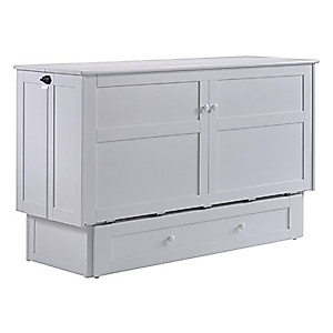Night & Day Furniture MUR-CLV WH and MND-GMF-TRI-QEN Murphy Cabinet Bed with Mattress, Queen, White