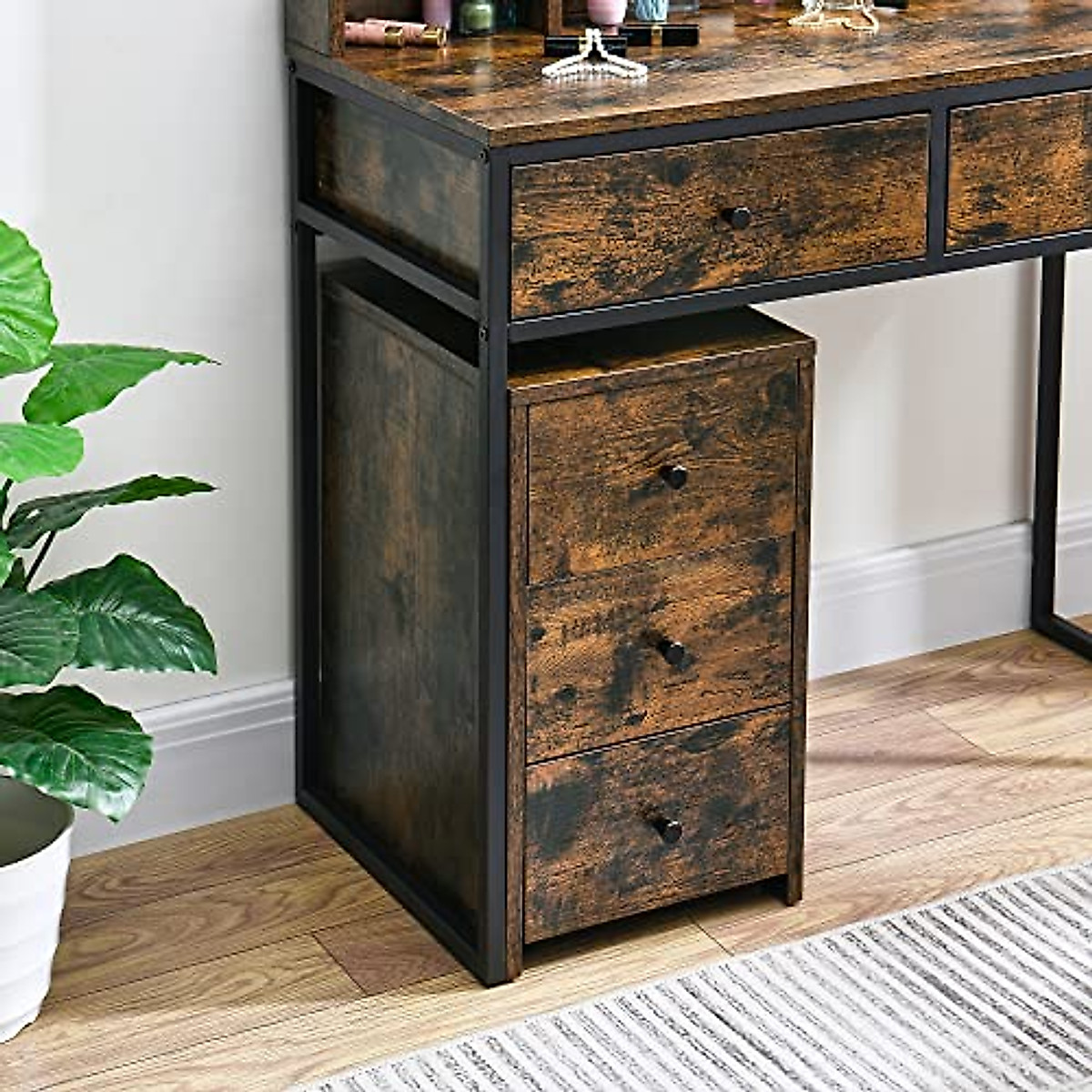 Narrow Storage Dresser with 3 Drawers, Solid Wood Vertical Storage Cabinet for Small Spaces and Gaps Slim Side Storage Organizer Rack Stand for Living Room Bedroom Laundry Closet Rustic Brown 21304RC