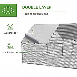PawHut 18.5' Metal Chicken Coop Run with Roof, Walk-in Chicken Coop Fence, Chicken House Chicken Cage Outdoor Chicken Pen Hen House