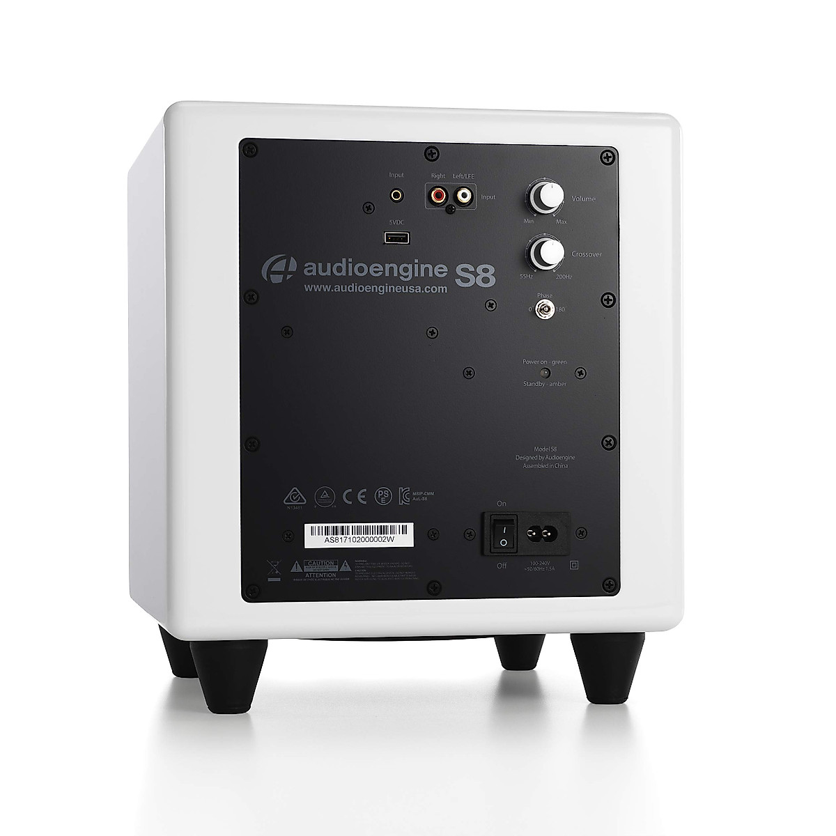 Audioengine S8 Powered Subwoofer Speaker - 250W 8-inch Home Woofer with Built-in Amplifier and Dual Audio Inputs for Home Audio