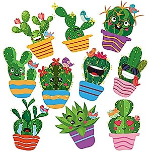50 Pieces Cactus Cutouts Cactus Theme Bulletin Board Decoration Prickly Cactus Party Cutout Green Cactus Paper-Cut with Glue Point Dot for Fiesta Classroom Bulletin Board Wall Holiday Party Decoration