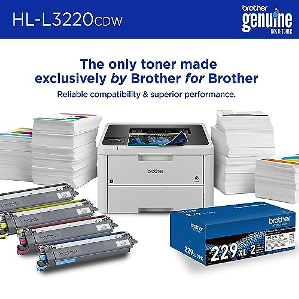 Brother HL-L3220CDW Wireless Compact Digital Color Printer with Laser Quality Output, Duplex and Mobile Device Printing | includes 4 Month Refresh Subscription Trial¹, Amazon Dash Replenishment Ready