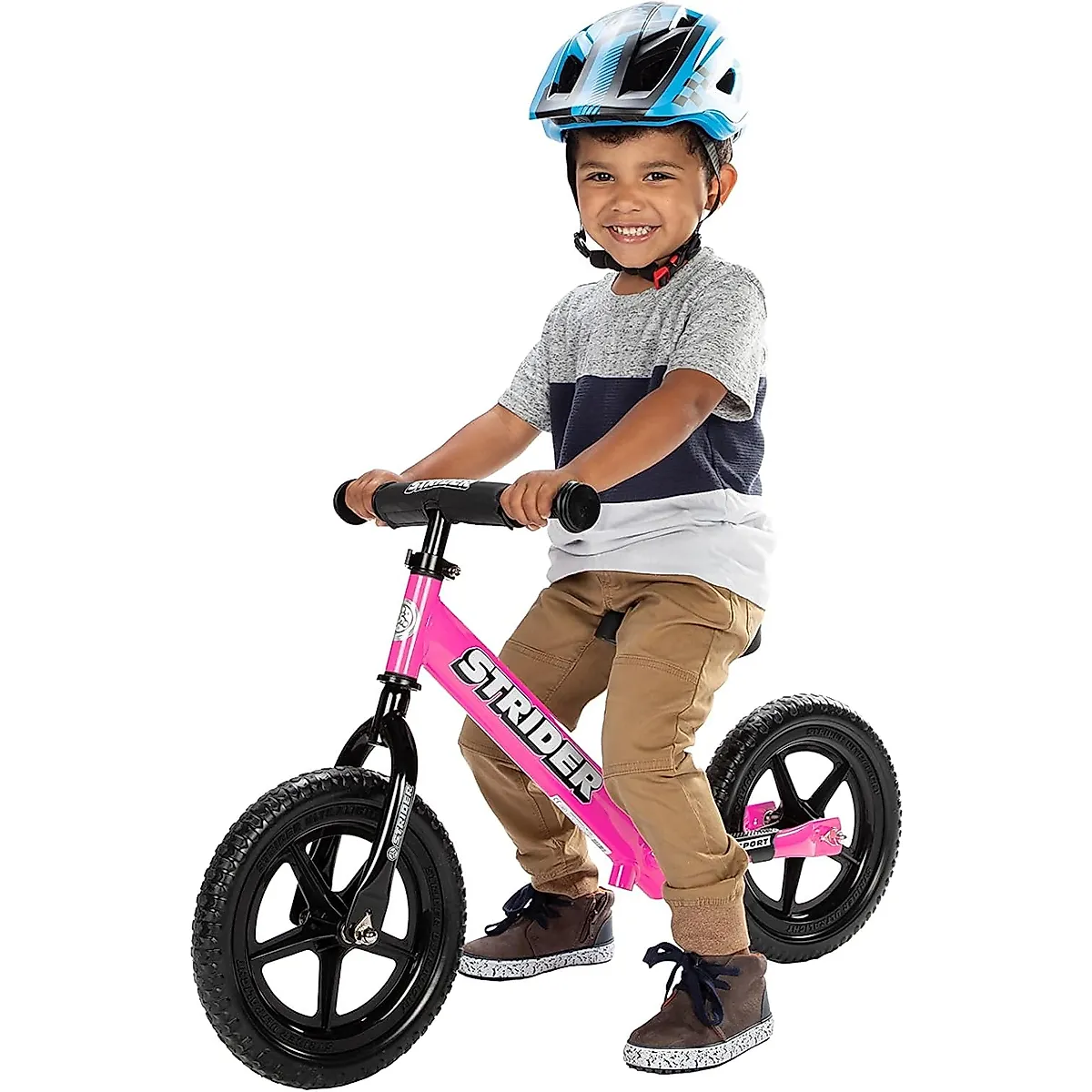 Strider 12” Sport Bike, Pink - No Pedal Balance Bicycle for Kids 1 to 4 Years - Includes Safety Pad, Padded Seat, Mini Grips & Flat-Free Tires - Tool-Free Assembly & Adjustments