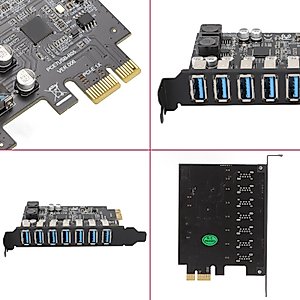 PCIE to USB 7 Port Expansion Card, PCI Express USB Add in Card, Internal USB 7 Port Front Expansion Card for XP 7 8 10 11 Linux