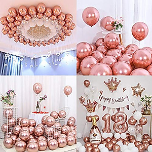 Metallic Rose Gold 5 inch 50pcs Pink Gold Latex Party Balloon Chrome Balloons for Wedding Engagement Anniversary Birthday Party Decorations