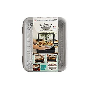 Fancy Panz Classic, dress up & protect your foil pan. Half size foil pan & serving spoon included. Made in USA. For use with hot or cold food (White)