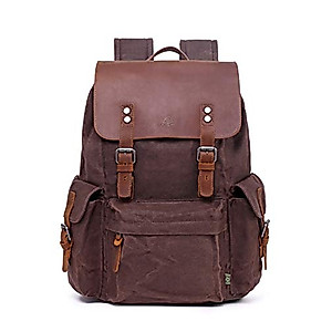 TSD Brand Stone Creek Waxed Canvas Backpack (Brown)
