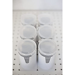 SmartJars® Pegboard Organizer Accessories Storage Jars, Pegboard Jars for Garage Organization, Craft Room, or Pantry, Pegboard Bins with Lids, Pegboard Wall Organizer, Starter Pack of 6 (White)