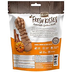 Merrick Fresh Kisses Natural Dental Chews, Treats Infused with Pumpkin and Cinnamon for Tiny Dogs 5-15 Lbs - 5.3 oz. Pouch