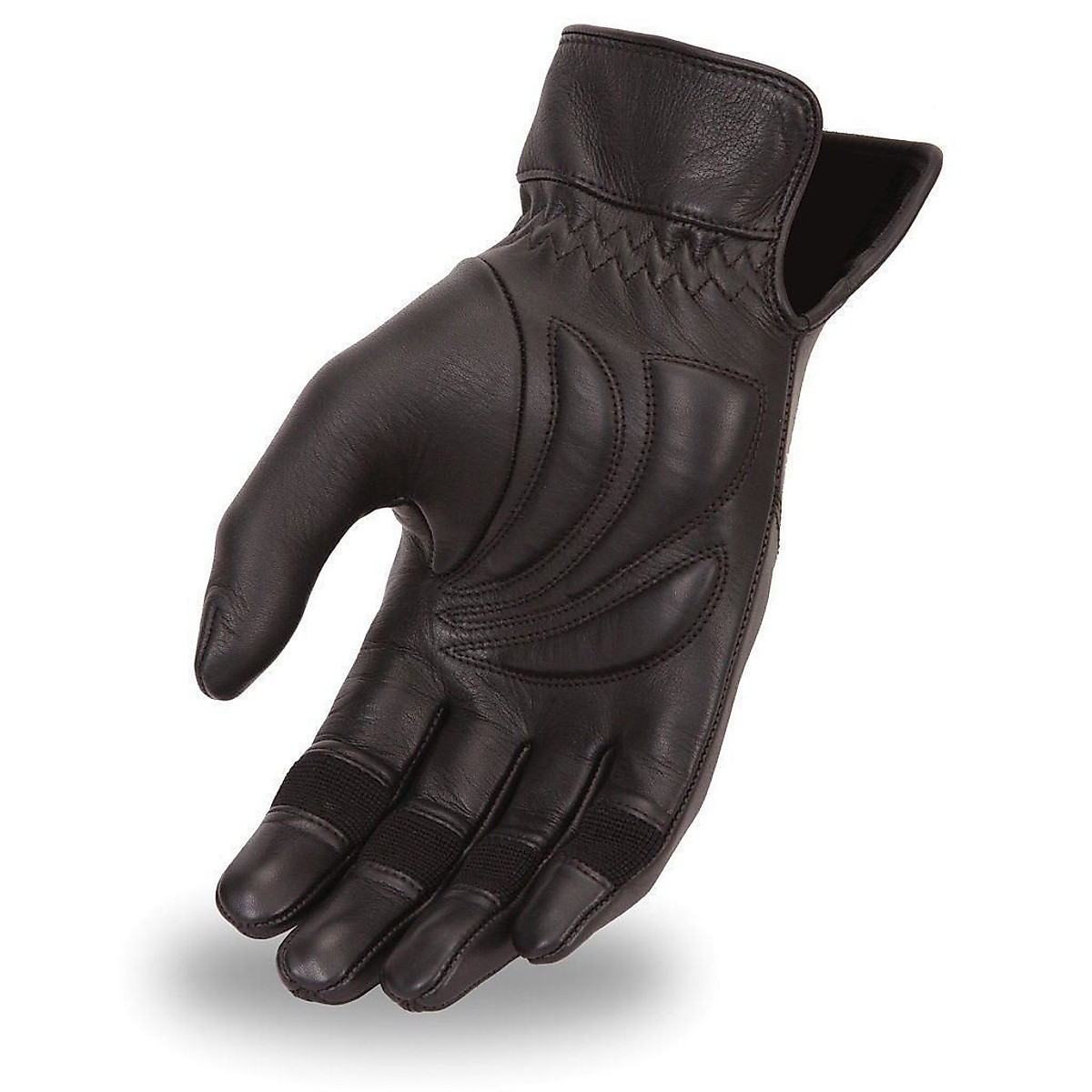FMC Motorcycle Womens Cruiser Blk Leather Gel Palm Gloves Butter Soft Leather Blk (XL Regular)